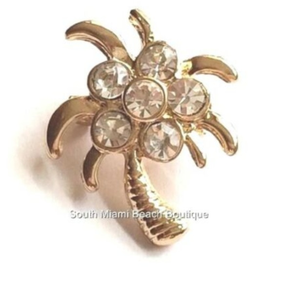 Jewelry | Gold Crystal Coconut Palm Tree Pin Brooch Island | Poshmark